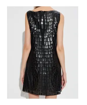 Dsquared2 Sleeveless Boatneck Mini Dress With Crocodile Print