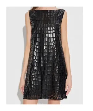 Dsquared2 Sleeveless Boatneck Mini Dress With Crocodile Print