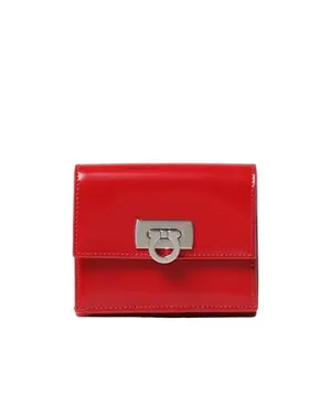 FERRAGAMO Horsebit Buckle Flip Wallet - Red