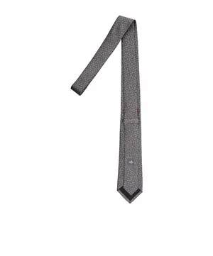 Gucci Horsebit Embroidered Neck Tie - Grey