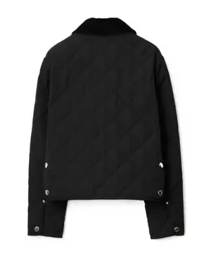 Burberry Quilted Jacket With Corduroy Collar - Black
