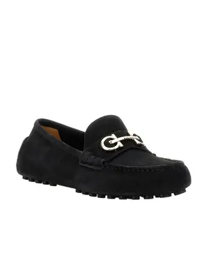 FERRAGAMO Logo Loafers - Black