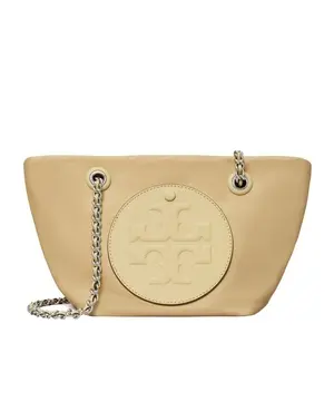 Tory Burch Ella Logo Embossed Chain-strap Shoulder Bag - Praline