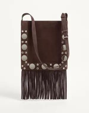 Valentino Garavani Nellcôte Fringed Edge Shoulder Bag - Black