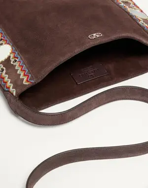 Valentino Garavani Nellcôte Fringed Edge Shoulder Bag - Black