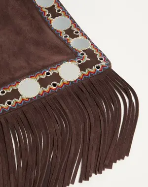 Valentino Garavani Nellcôte Fringed Edge Shoulder Bag - Black