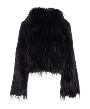 Pinko High-neck Faux Fur Jacket - Black