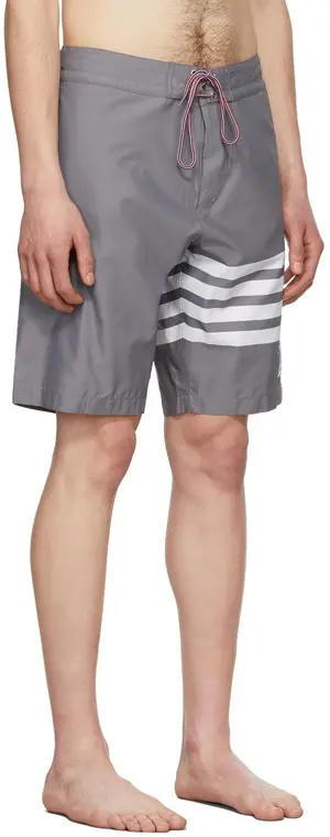 Thom Browne 4-bar Drawstring Shorts - Medium Gray