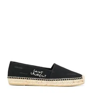 Saint Laurent Logo Embroidered Espadrilles - Black