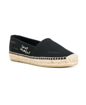 Saint Laurent Logo Embroidered Espadrilles - Black