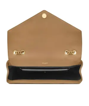 Saint Laurent Loulou Foldover Top Large Shoulder Bag - Nude