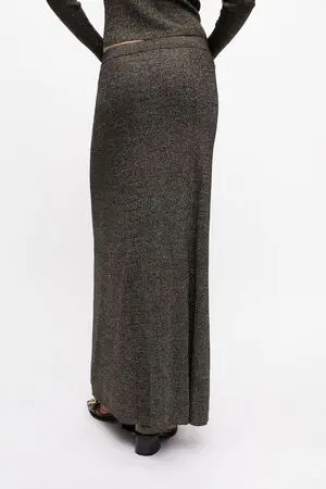 GANNI Embroidered Logo Knit Maxi Skirt