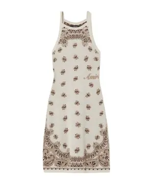 Amiri Cotton-jacquard Halterneck Midi Dress - White