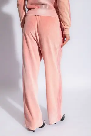 DIESEL® Low-rise Velvet Trousers With Logo Embellishment