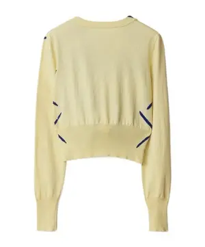 Burberry Argyle Intarsia Cropped Cotton Jumper - Multicolor