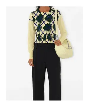 Burberry Argyle Intarsia Cropped Cotton Jumper - Multicolor