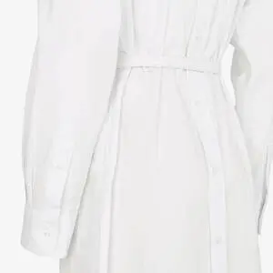 Fendi Band-collared Long-sleeved Midi Shirt Dress With Ff Buckle Belt