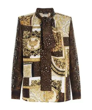 Versace Barocco Printed Pussy-bow Blouse
