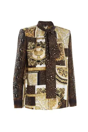 Versace Barocco Printed Pussy-bow Blouse