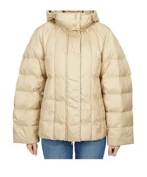 Max Mara Hooded Down Coat With Trim Pockets