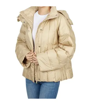Max Mara Hooded Down Coat With Trim Pockets