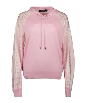 Versace Chain-printed Knitted Drawstring Hoodie