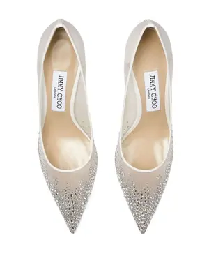 JIMMY CHOO Love 85 Embellished Mesh Pumps - White