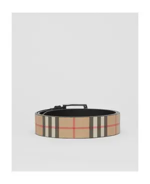 Burberry Vintage Check Print Leather Belt