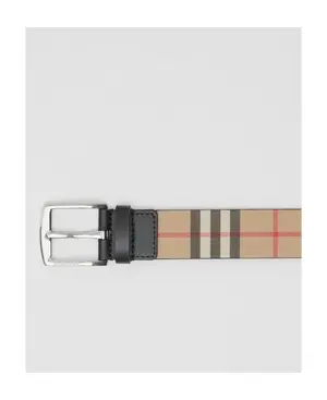 Burberry Vintage Check Print Leather Belt