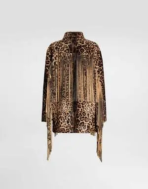 Dolce & Gabbana Leopard Print Fringe Coat - Brown