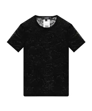 Versace Short-sleeved Crewneck Lace T-shirt
