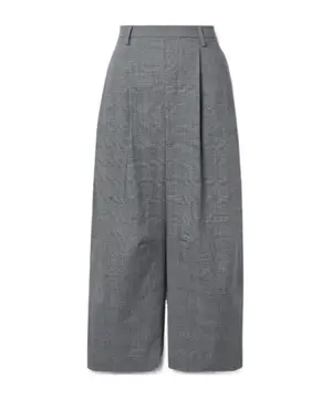 R13 Cropped Pleated Houndstooth Wool Wide-leg Pants - Gray
