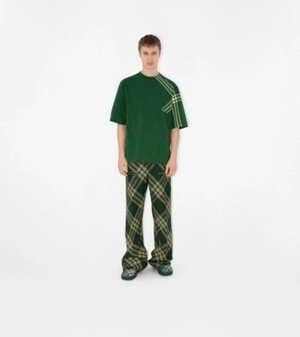 Burberry Checked Crewneck T-shirt - Green