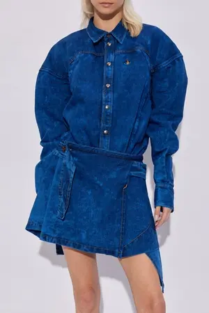 VIVIENNE WESTWOOD Asymmetrical Tie-dye Denim Mini Dress