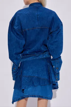 VIVIENNE WESTWOOD Asymmetrical Tie-dye Denim Mini Dress