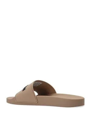 Balenciaga Logo Print Slides - Brown