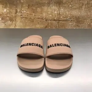 Balenciaga Logo Print Slides - Brown
