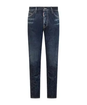 Dsquared2 Logo Patch Straight Leg Jeans - Black
