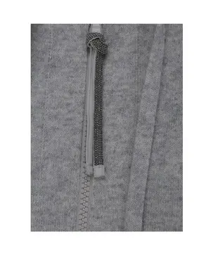 Brunello Cucinelli Zipped Drawstring Hoodie - Grey