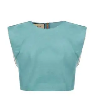 Gucci Shoulder-pads Sleeveless Cropped Top