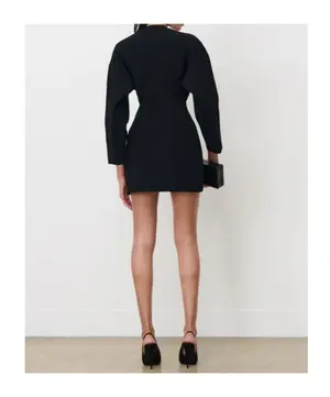 Wardrobe.NYC Round Neck Knitted Dress - Black
