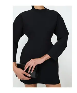 Wardrobe.NYC Round Neck Knitted Dress - Black