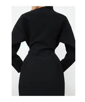 Wardrobe.NYC Round Neck Knitted Dress - Black