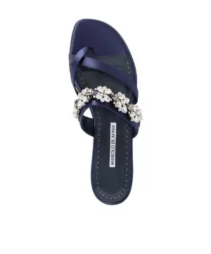 Manolo Blahnik Crystal-embellished Satin Sandals - Black