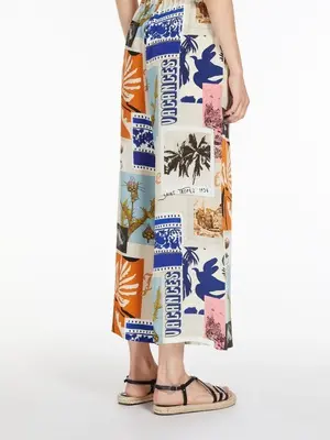 Max Mara Printed Silk Crepe De Chine Wide-leg Trousers - Multicolor