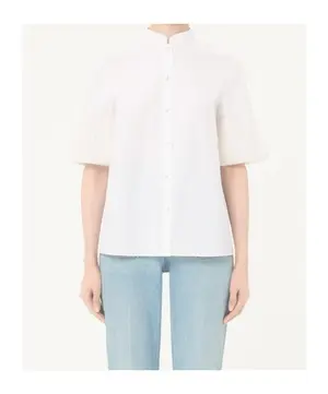 Valentino Garavani Embroidered Cotton Popeline Shirt With Mandarin Collar
