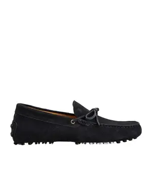 TOD'S Logo Embossed Lace-up Loafers - Black