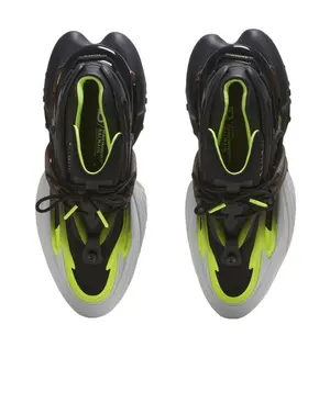 Balmain Fluorescent Neoprene And Leather Trainers - Black