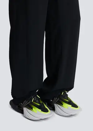 Balmain Fluorescent Neoprene And Leather Trainers - Black