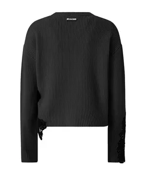 Pinko Lace Appliqué Ribbed Crewneck Jumper